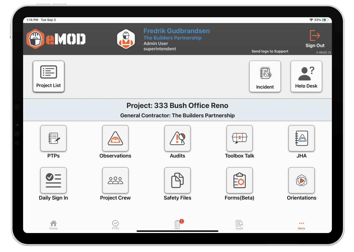 eMOD Construction Safety App: One Platform for Safety Tasks